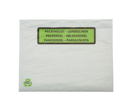 Packsedelkuvert Papper Med Utan Tryck