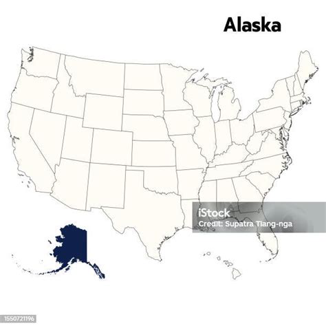Alaska Map With Color Outline Usa Map Stock Illustration Download Image Now Alaska Us