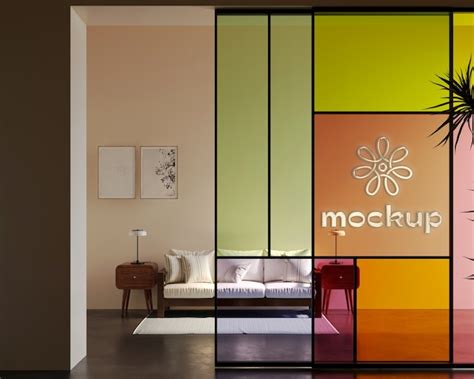 Glass Wall Logo Mockup Premium Psd