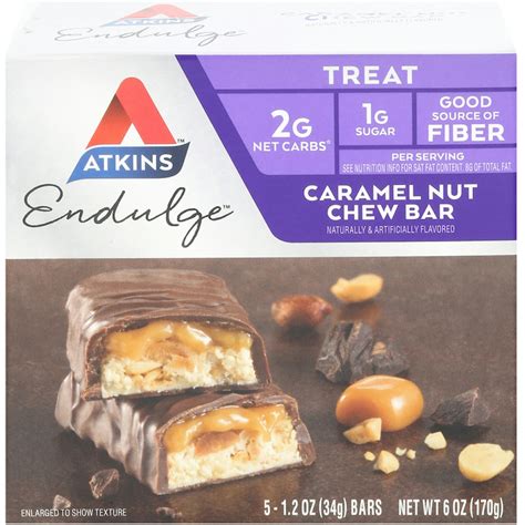 Atkins Endulge Treat Caramel Nut Chew Bar 5 Bars — Upc 637480075022