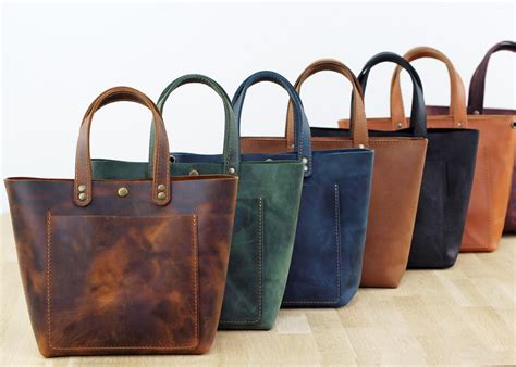 Personalized Mini Leather Tote Bag With Crossbody Strap Zipper Leather