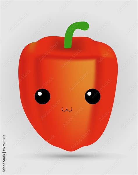 Happy Smiling Cute Capsicum Vector Flat Cartoon Character Illustration Icon Design Isolated On