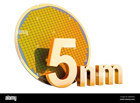 Silicon Wafer With Processor Cores 5 Nm Size 3d Rendering Isolated On White Background Stock