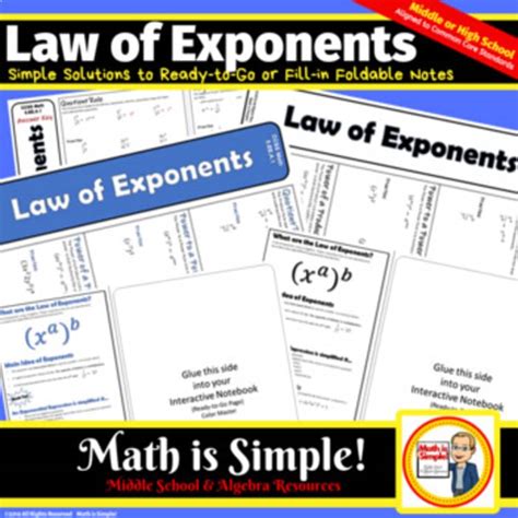 Law Of Exponents Foldable Notes By Math Is Simple Tpt
