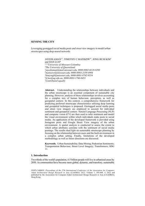 Pdf Sensing The City Leveraging Geotagged Social Media Posts And Street View Imagery To Model