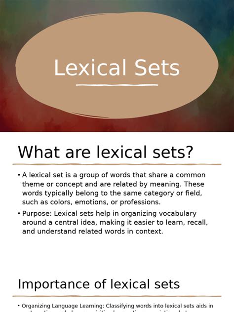 Lexical Sets Pdf Word Lexical Semantics