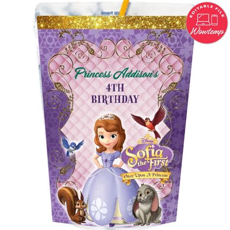 Princess Sofia The First Capri Sun Labels Digital File Printable Wowtemp