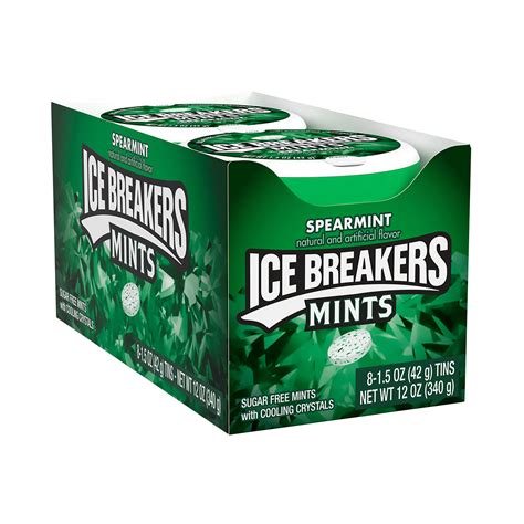 Ice Breakers Spearmint Sugar Free Mints 15 Oz Tins 8 Ct Bulk Pack