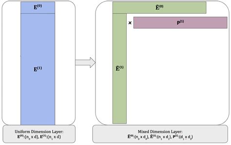 matrix architecture for uniform and mixed dimension embedding layers