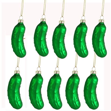 510 Pieces Christmas Pickle Ornaments Glass Blown Green Pickle Hanging