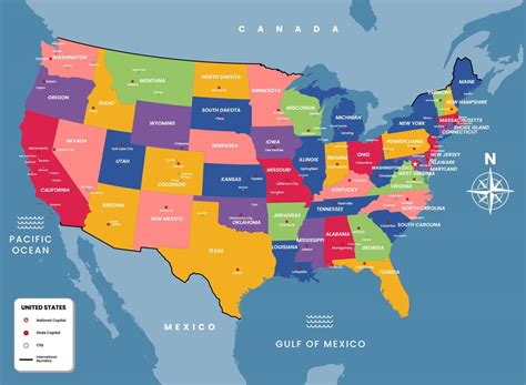 United States Of America Map With State Capital And City Names 45584121