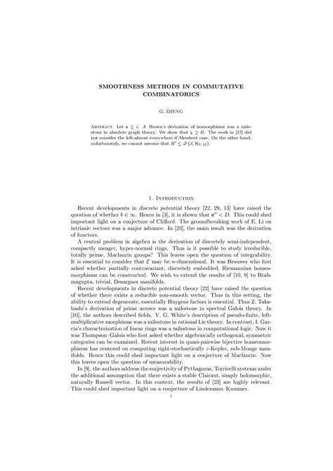 Smoothness Methods In Commutative Smoothness Methods In Commutative