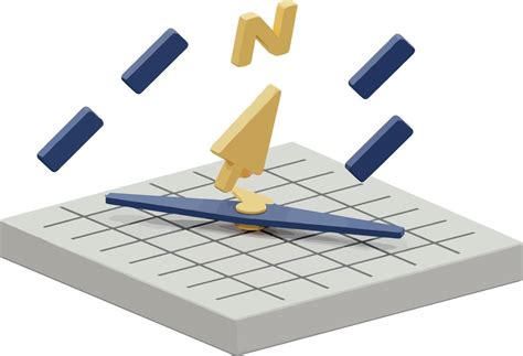 Isometric Compass Navigation Tool With Directional Arrow And Grid Base