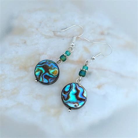 Abalone Shell Earrings Paua Shell Earrings Sea Shell Earrings Mermaid