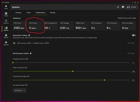 Rtx 4060 Nvidia App Performance Showing Gpu Power 0 Watts Hp Support