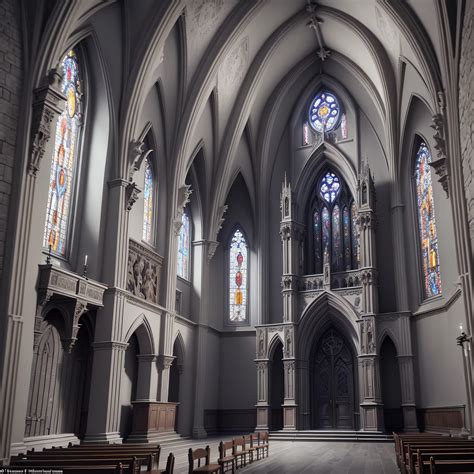 Gothic Architecture Stone Walls Pointed Arched Doors And Windows