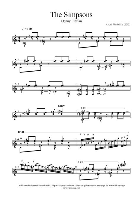 The Simpsons Classical Guitar Arr Sheet Denny Elfman Arr Flavio Sala