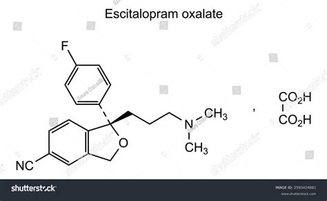 Chemical Structure Escitalopram Oxalate Drug Substance Stock Vector