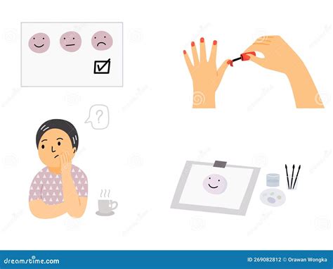 Set Of Activity For Coping Strategies Concept Flat Vector Illustration