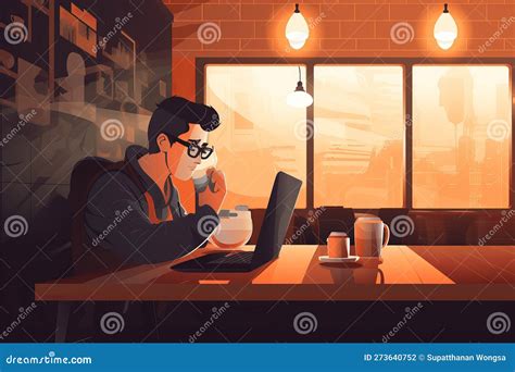 man working on computer stock illustration illustration of worker