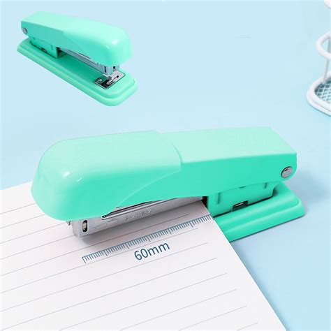 Honeeladyy Green Color Mini Stapler Multifunctional Lightweight Office Desktop Stapler Small
