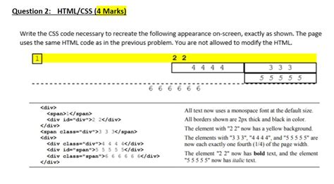 Solved Question 2 Htmlcss 4 Marks Write The Css Code