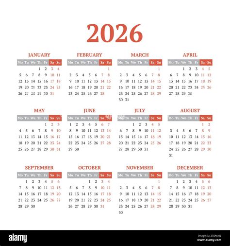 2026 Week Numbers Calendar Printable