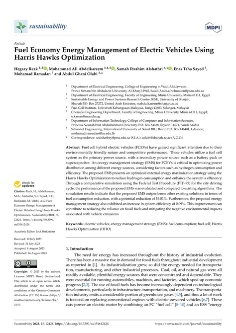 Pdf Fuel Economy Energy Management Of Electric Vehicles Using Harris