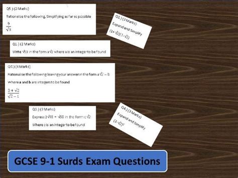 GCSE Maths Exam Practise For Surds Teaching Resources
