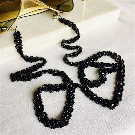 Stylish Sunglasses String Black Eyeglass Necklace Loop Cool Crystal Sunglass Strap Women