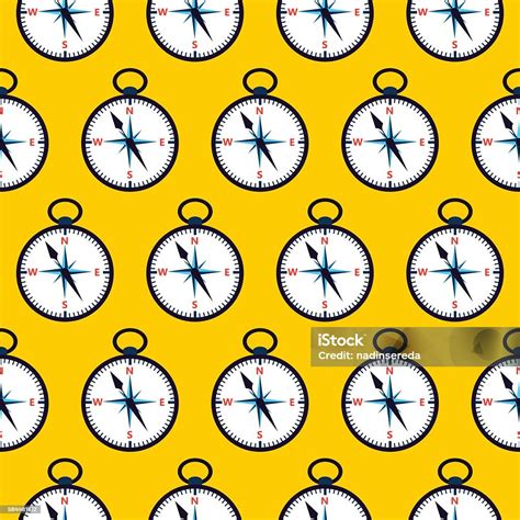 Yellow Compass Seamless Pattern Stock Illustration Download Image Now