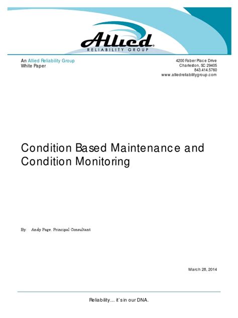 Allied Condition Based Maintenance Pdf Reliability Engineering