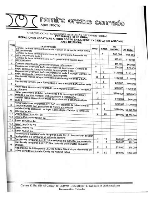 Presupuesto De Obra Pdf