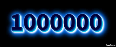 1000000 3d With Blue Glow Text Effect Generator
