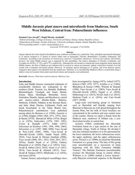 Pdf Middle Jurassic Plant Macro And Microfossils From Shahreza South