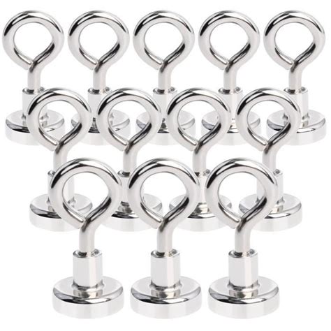 10pcs Aimant Puissant Crochet Magnetiques Diamètre 20mm 10kg Force