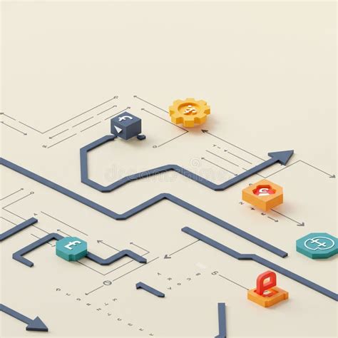 Colorful 3d Schematic Diagram Features Interconnected Pathways And Gear