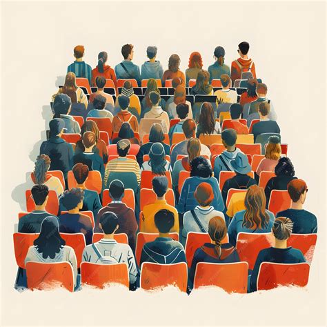High School Assembly Audience Isolated On White Background Minimalism Premium Ai Generated Image