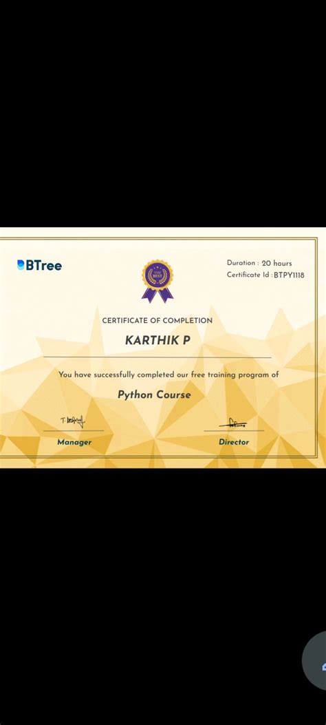 Karthik P On Linkedin Btree Certification