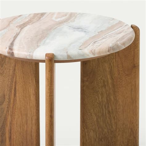 Marmo Toronto And Walnut Marble Side Table Adairs