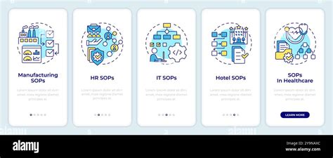 Sop Control Examples Onboarding Mobile App Screen Stock Vector Image