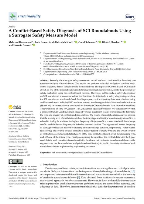 Pdf A Conflict Based Safety Diagnosis Of Sci Roundabouts Using A