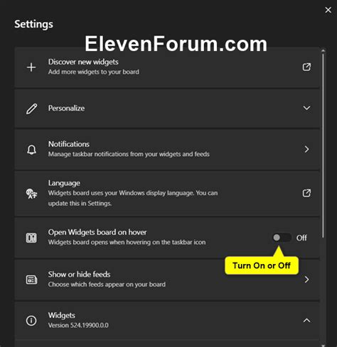 Enable Or Disable Open Widgets Board On Hover In Windows 11 Windows