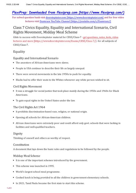 Class 7 Civics Chapter 1 Equality Part 2 1 5 23 2 20 Am Class 7 Civics Equality Equality And