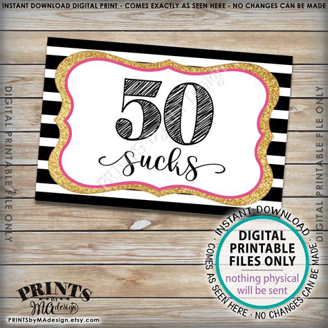 50th Birthday Candy Signs 50 Sucks 50 Rocks 50 Blows 50 Can Kiss It
