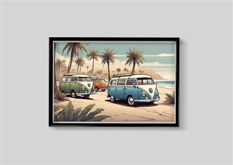Vw Camper Van Watercolour Print Wall Art Volkswagen Camper Van Print