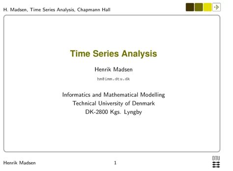 [ppt] Time Series Analysis Henrik Madsen Hm Imm Dtu Dk Informatics And Powerpoint Presentation
