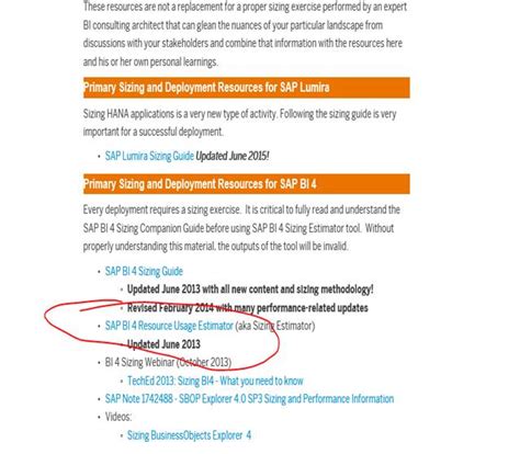 Solved Broken Link On Sizing And Deploying Sap Bi 4 And Sap