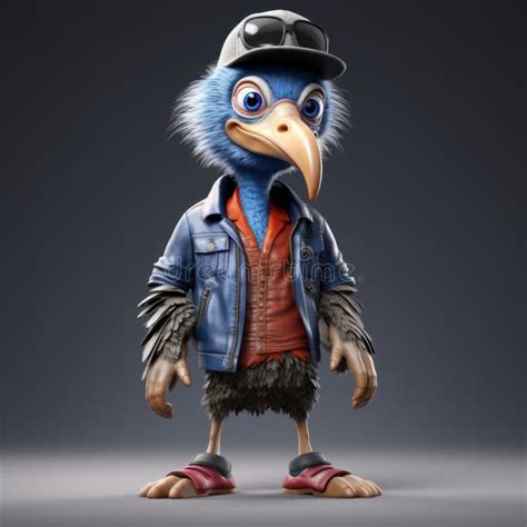 Create An Adorable 3d Cartoon Cassowary In Urban Fashion Stock Illustration Illustration Of