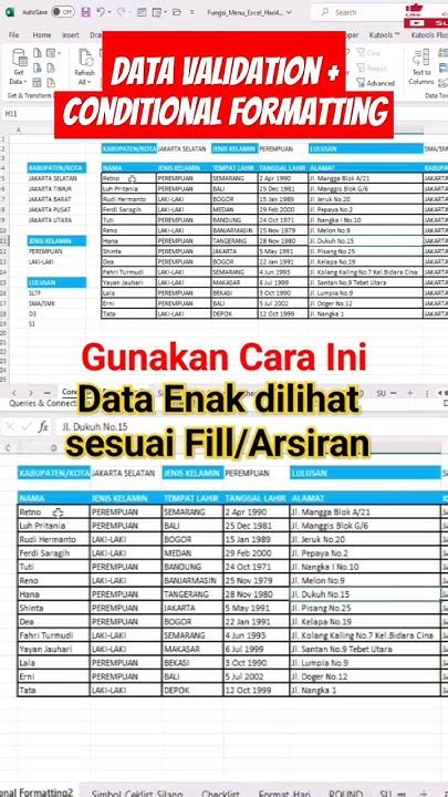 Data Validationconditional Formatting Fillarsiran Otomatis Shorts Excel